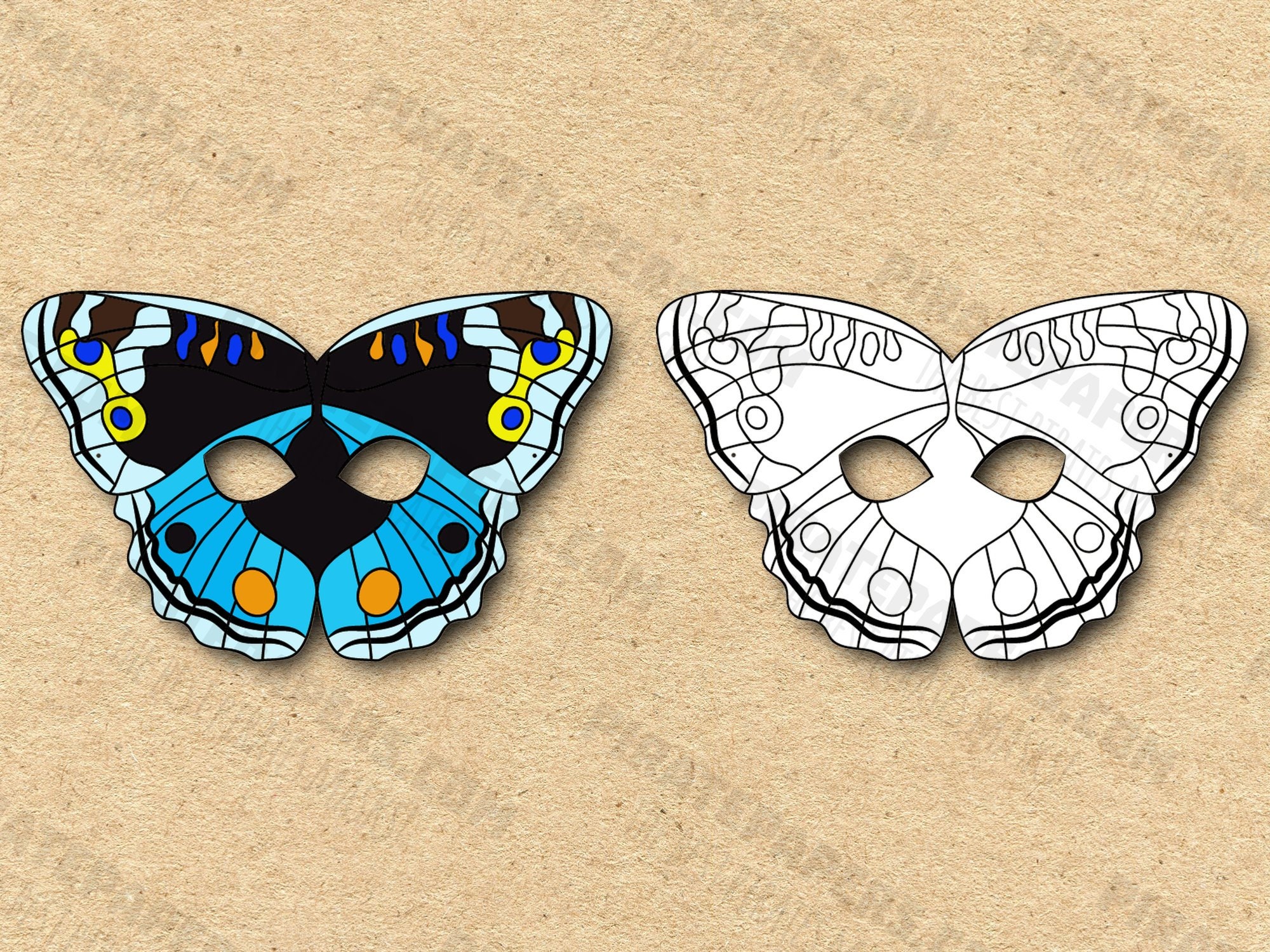 Butterfly Masks Printable Color Coloring Blue Pansy, Paper DIY for Kids ...