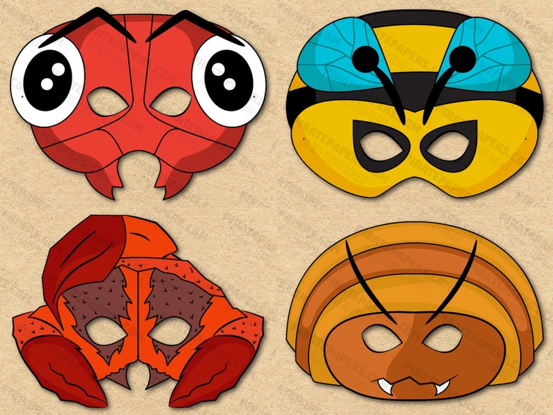 Bugs and Insects 3 Masks Printable, Scorpion, Cockroach, Ant, Bee ...