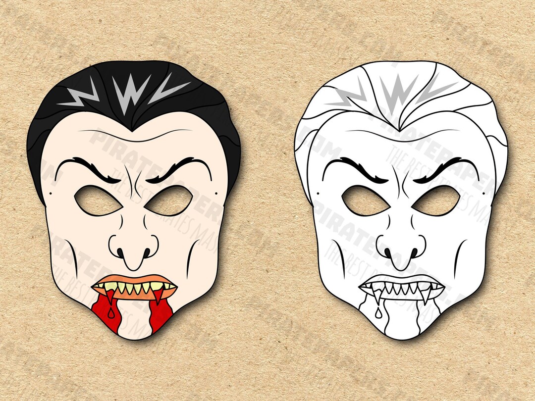 Dracula Masks Printable Color + Coloring, Paper DIY for Kids and Adults ...