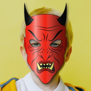 Demon Mask Printable, Paper DIY for Kids and Adults. PDF Template ...