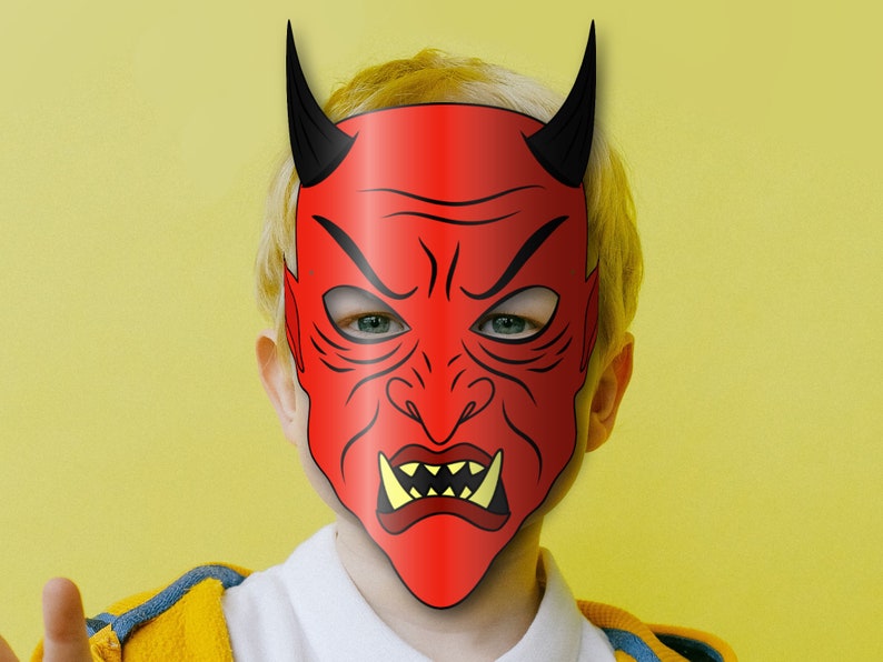 Demon Mask Printable, Paper DIY for Kids and Adults. PDF Template ...
