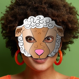 Sheep Mask Printable, Paper DIY for Kids and Adults. PDF Template ...