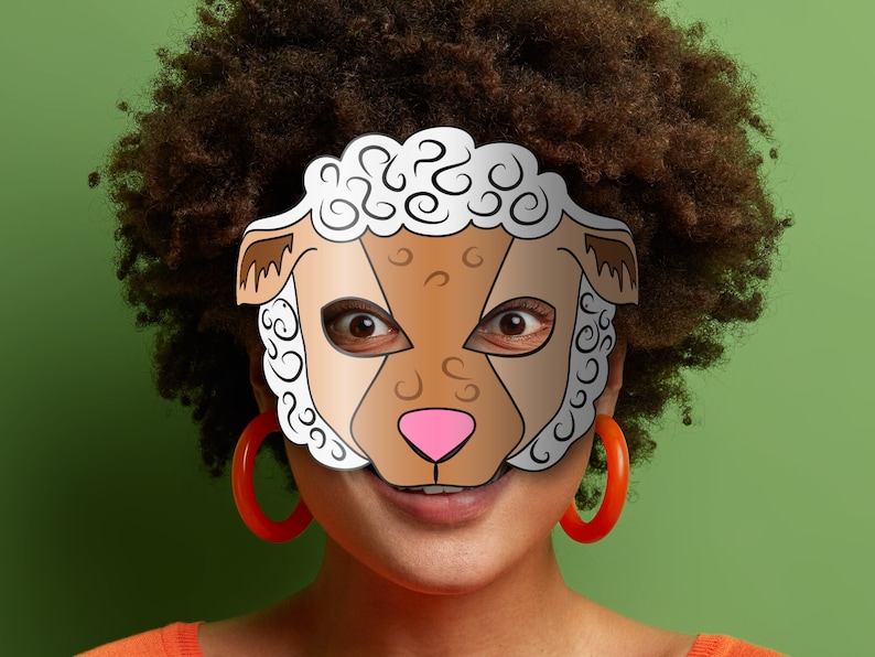 Sheep Mask Printable, Paper DIY for Kids and Adults. PDF Template ...