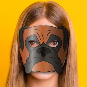 Dog Boxer Masks Printable Color + Coloring Breed, Paper DIY for Kids ...