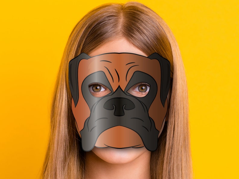 Dog Boxer Mask Printable Breed, Paper DIY for Kids and Adults. PDF ...