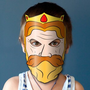 King Masks Printable Color + Coloring, Paper DIY for Kids and Adults ...