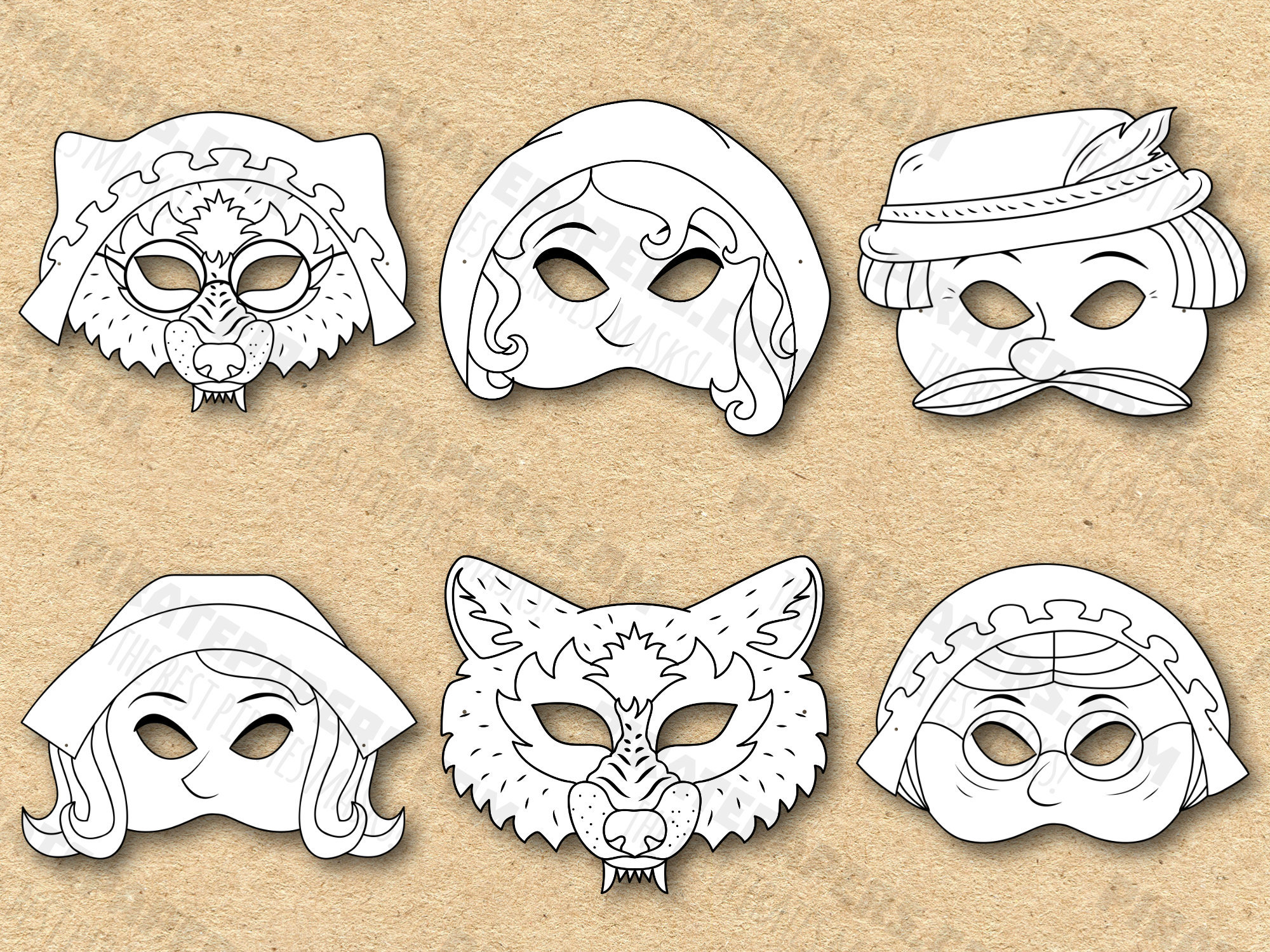 Pet Animals Masks Printable Coloring, Cat, Dog, Bird, Fish, Paper DIY ...