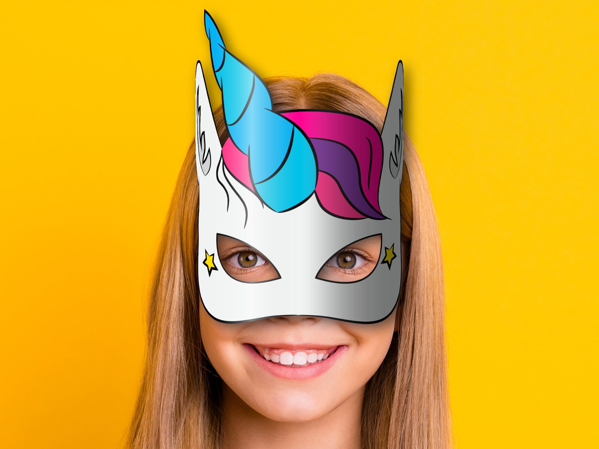 Unicorn Mask Printable, Paper DIY for Kids and Adults. PDF Template ...