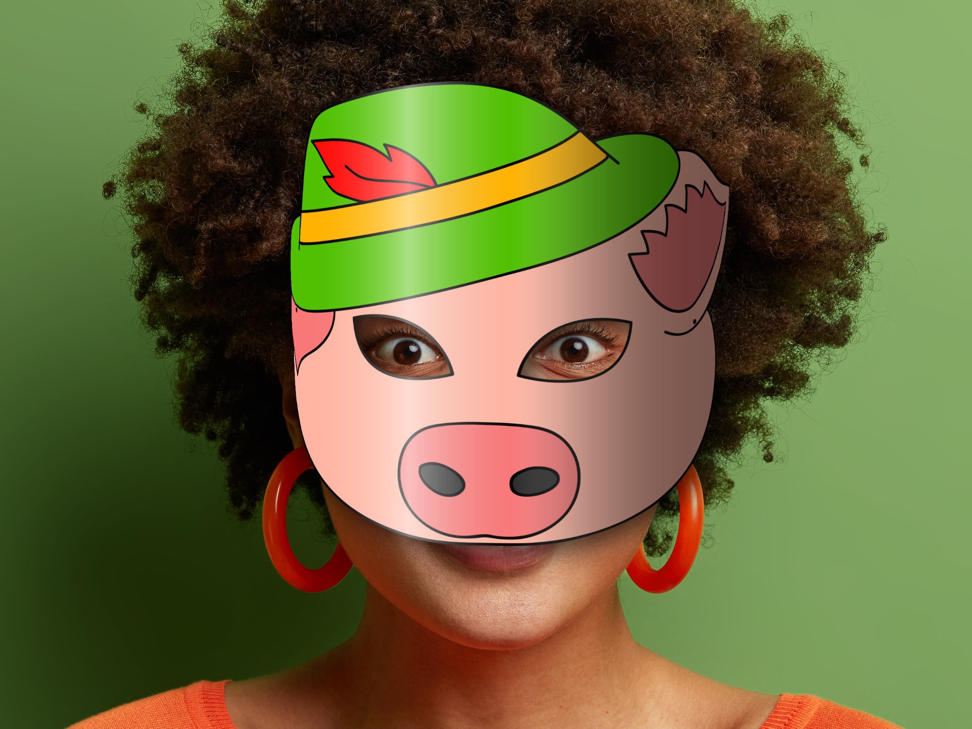 Pig #1 Mask Printable (the Three Little Pigs), Paper DIY for Kids and ...