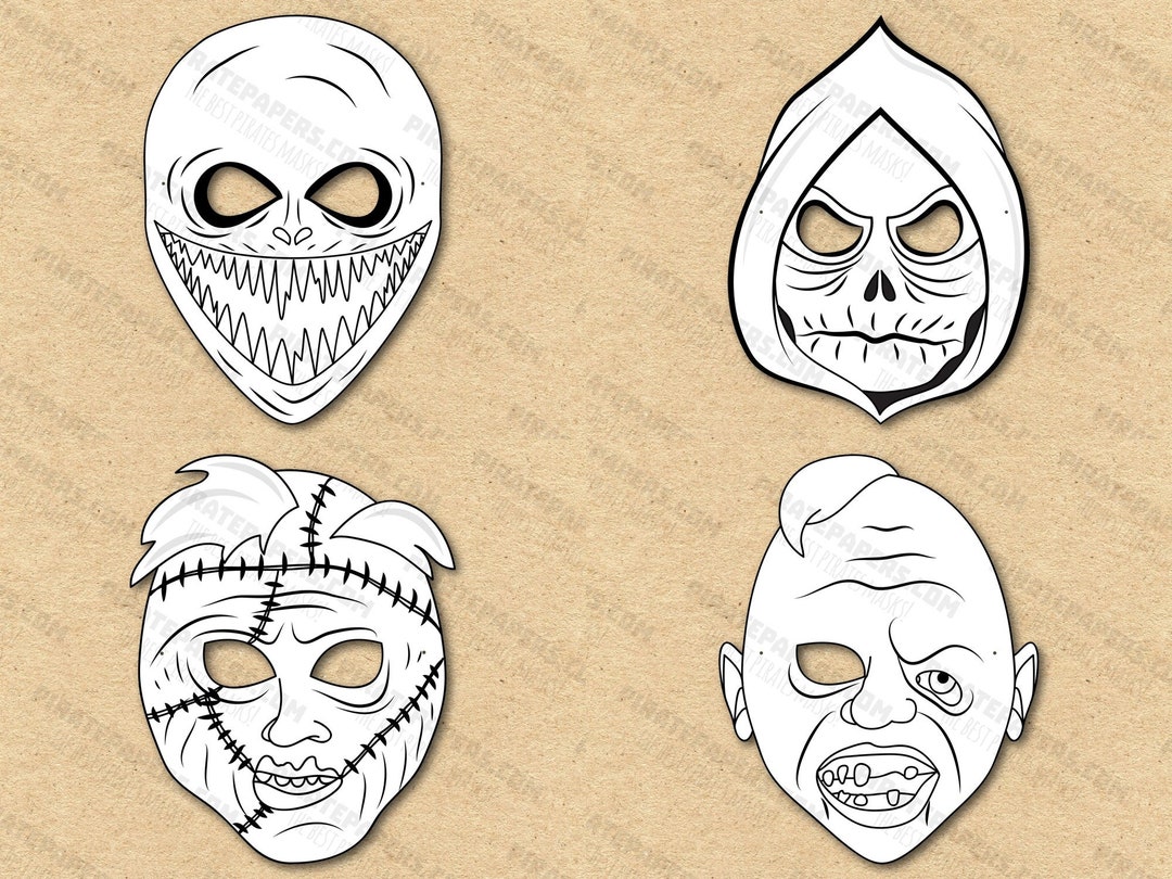 Scary Masks Printable Coloring Creepy Leatherface Sloth - Etsy