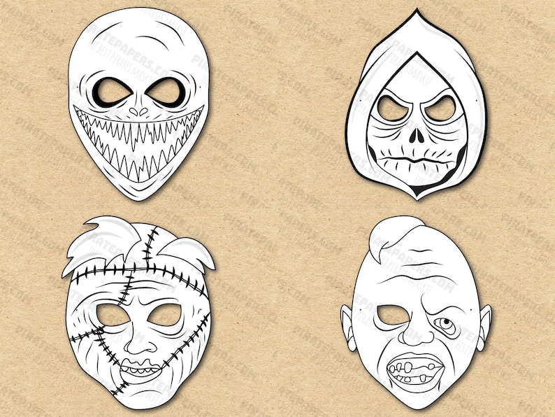 Scary Masks Printable Coloring Creepy Leatherface Sloth - Etsy