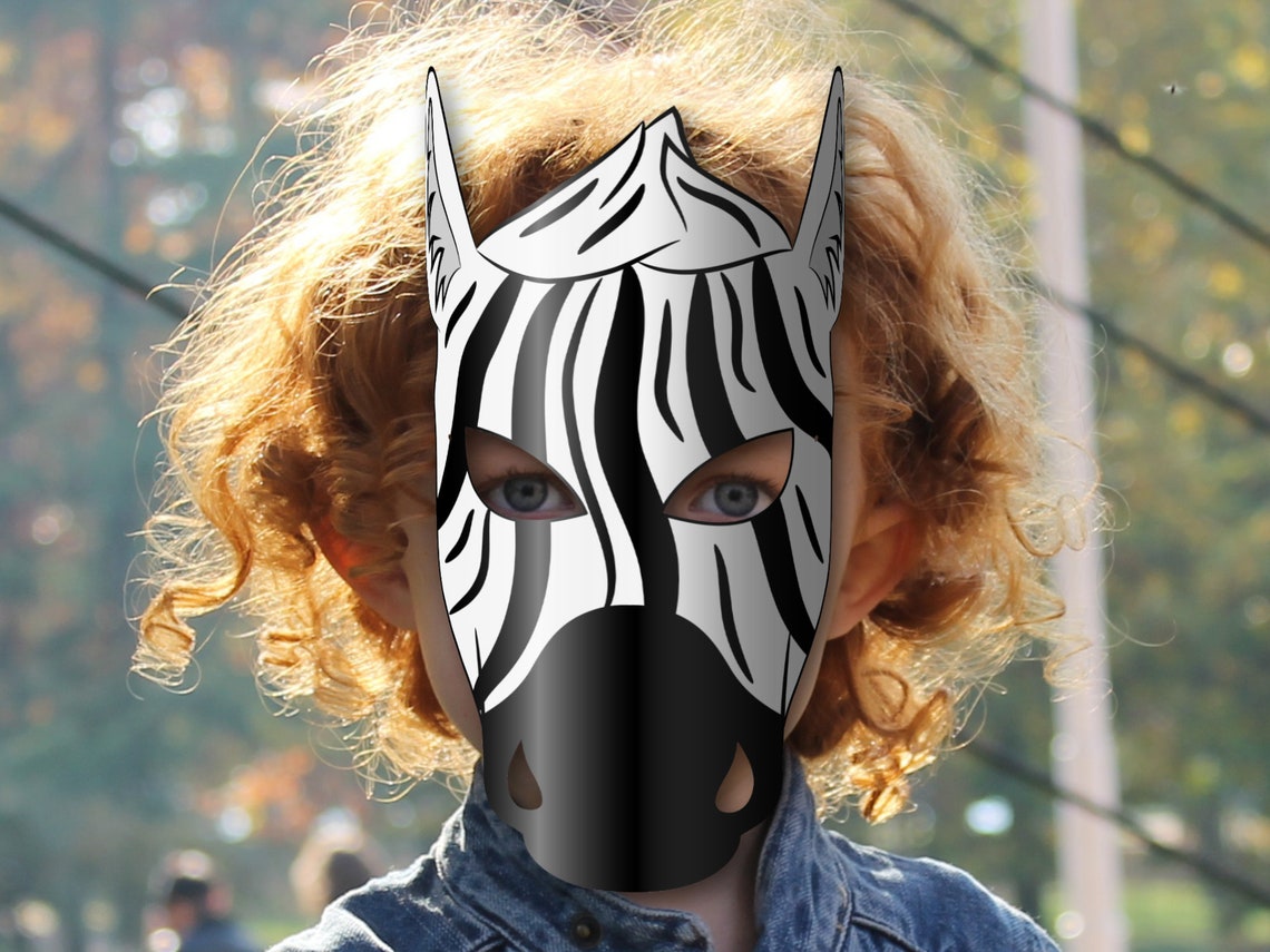 Zebra Mask Printable, Paper DIY for Kids and Adults. PDF Template ...