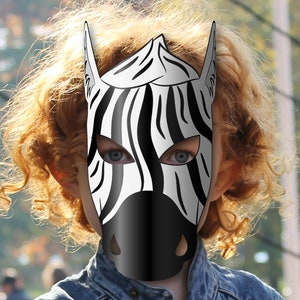Zebra Mask Printable, Paper DIY for Kids and Adults. PDF Template ...