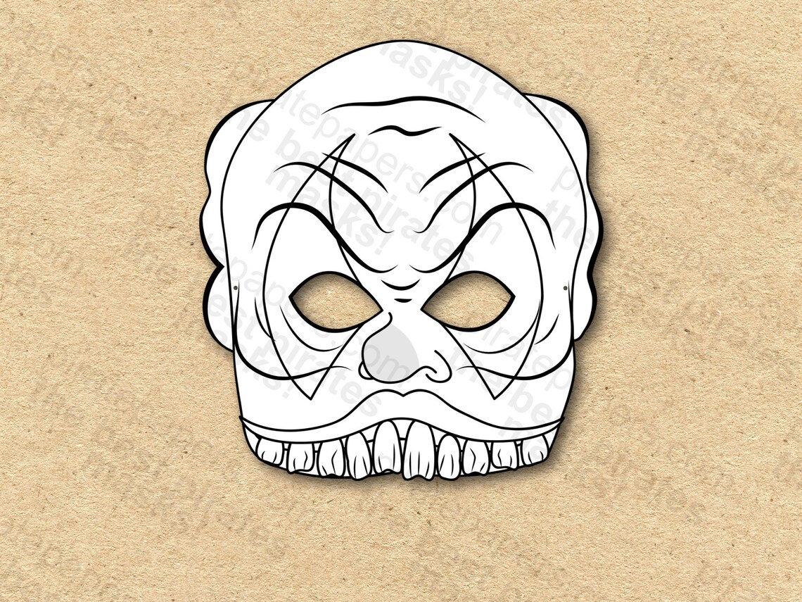 Scary Clown Mask Printable Coloring Paper DIY for Kids and - Etsy