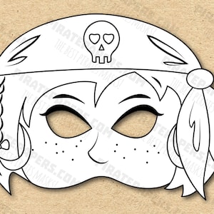 Pirates Masks Printable Coloring, One Eyed Pirate, Parrot, Pirate Girl ...