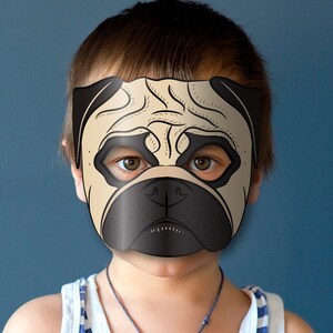 Pug Mask Printable, Paper DIY for Kids and Adults. PDF Template ...