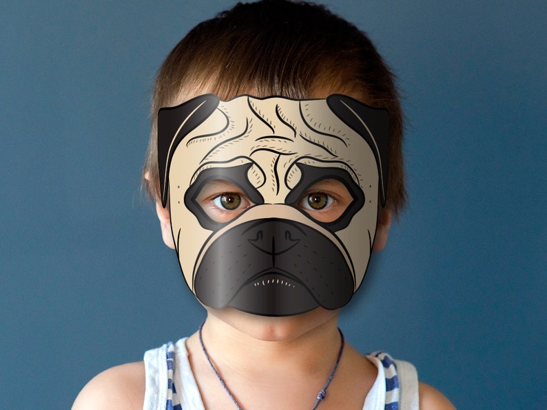 Pug Mask Printable, Paper DIY for Kids and Adults. PDF Template ...