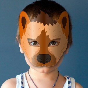 Hyena Masks Printable Color + Coloring, Paper DIY for Kids and Adults ...
