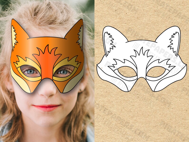 Fox Masks Printable Color Coloring Paper DIY for Kids and - Etsy