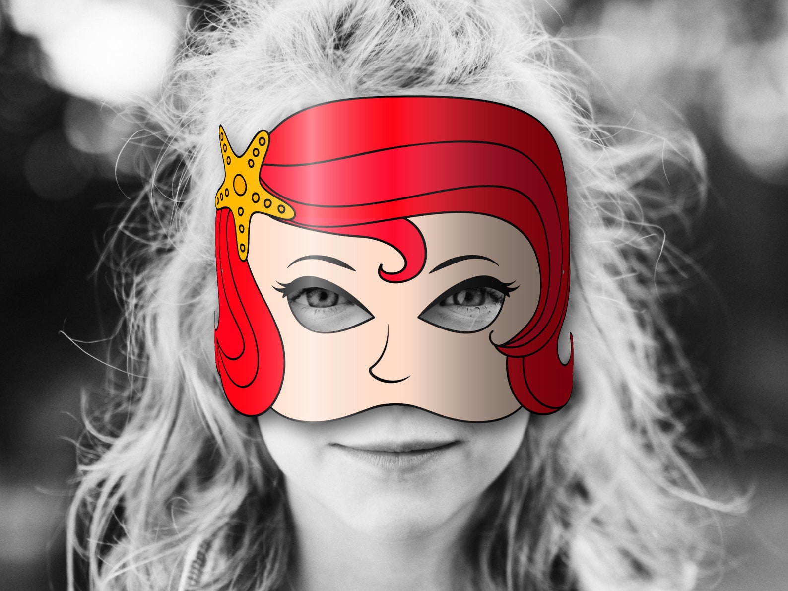 Little Mermaid Masks Printable Color Coloring Paper DIY for - Etsy