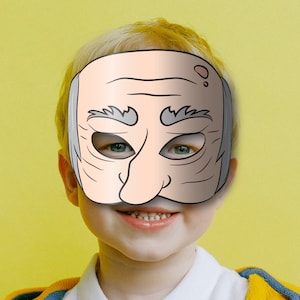 Old Man Mask Printable, Paper DIY for Kids and Adults. PDF Template ...