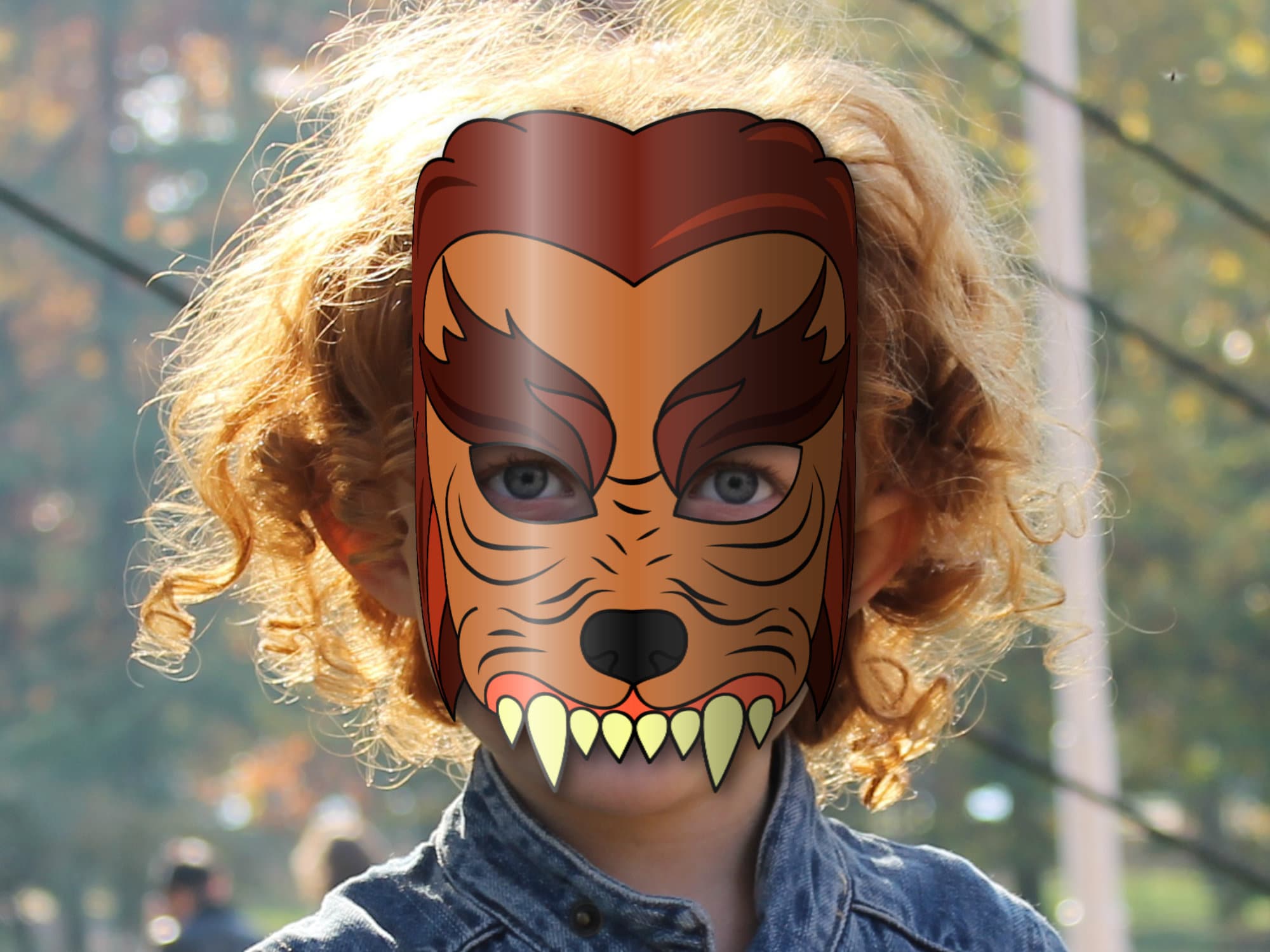 Werewolf Halloween Masks Coloring Pages