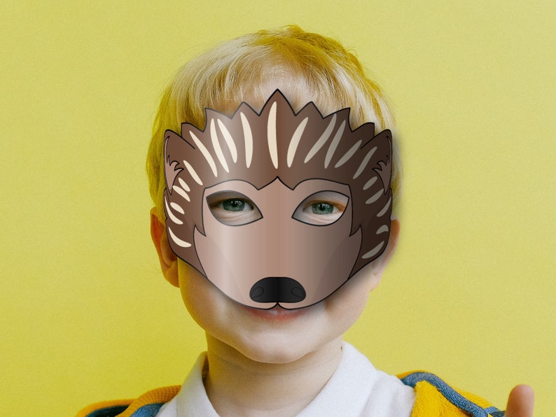 Hedgehog #2 Mask Printable, Paper DIY for Kids and Adults. PDF Template ...