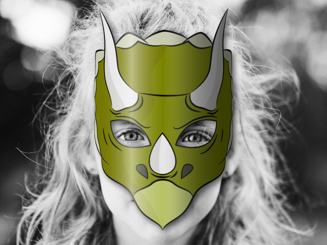 Dinosaur Triceratops Mask Printable Paper DIY for Kids and - Etsy