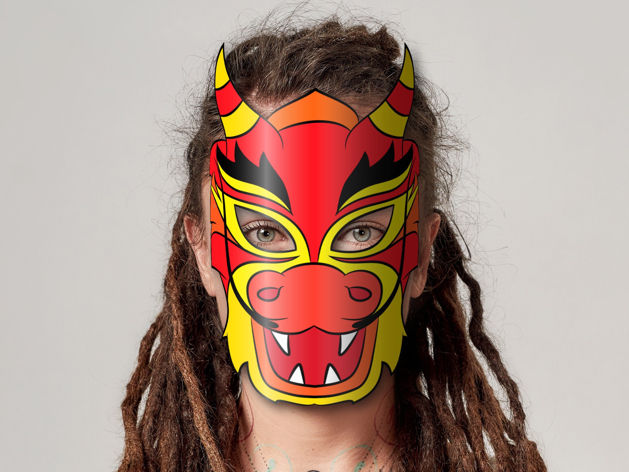 Chinese Dragon Masks Printable Color Coloring, Paper DIY for Kids and ...
