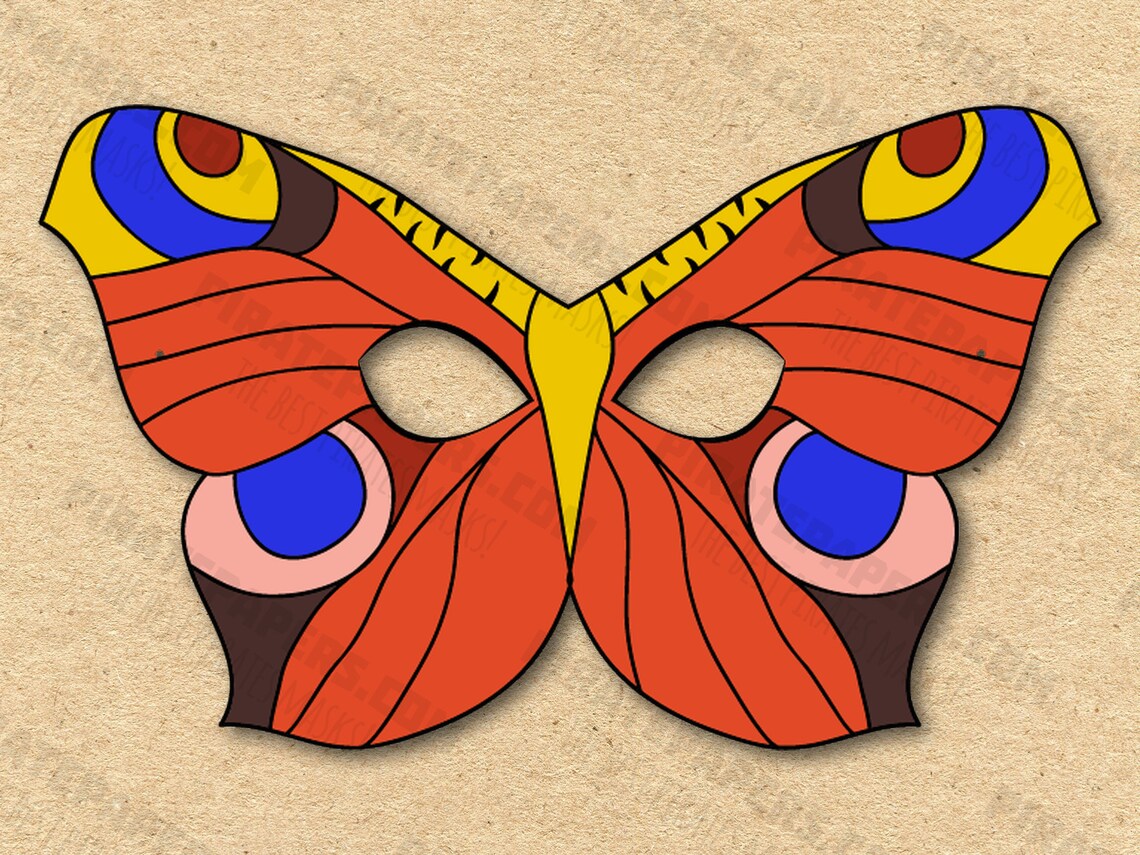 Butterfly Mask Printable Peacock, Paper DIY for Kids and Adults. PDF ...