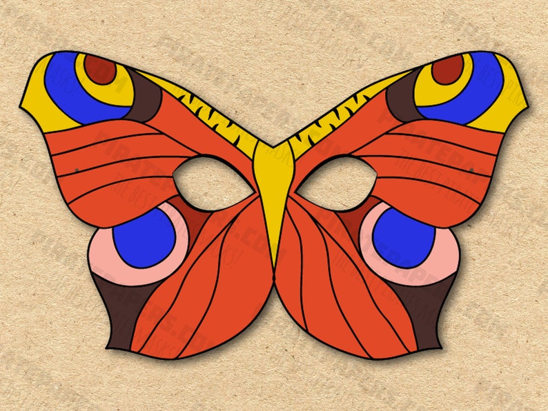 Butterfly Mask Printable Peacock, Paper DIY for Kids and Adults. PDF ...