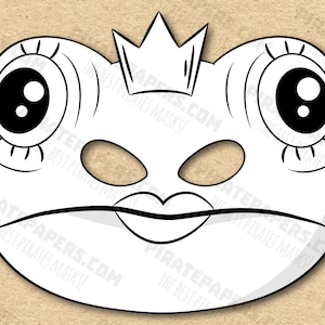 Frog Princess Mask Printable Coloring, Paper DIY for Kids and Adults ...