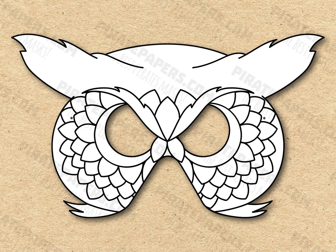 Owl Mask Printable Coloring, Paper DIY for Kids and Adults. PDF ...