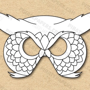 Owl Mask Printable Coloring, Paper DIY for Kids and Adults. PDF ...