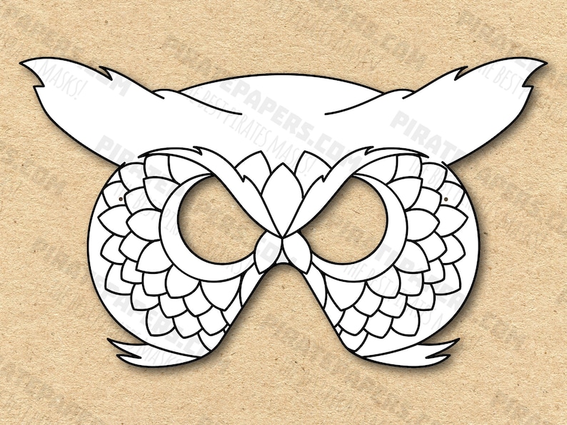 Owl Mask Printable Coloring, Paper DIY for Kids and Adults. PDF ...