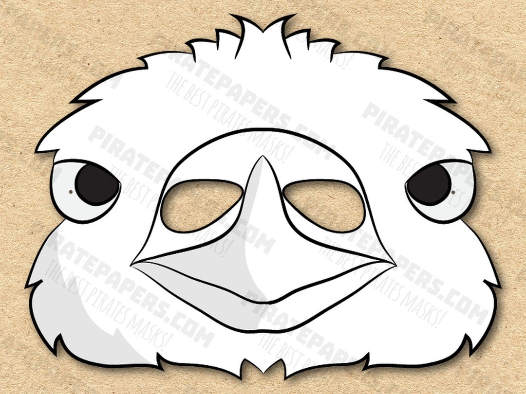 Emu Mask Printable Coloring, Paper DIY for Kids and Adults. PDF ...