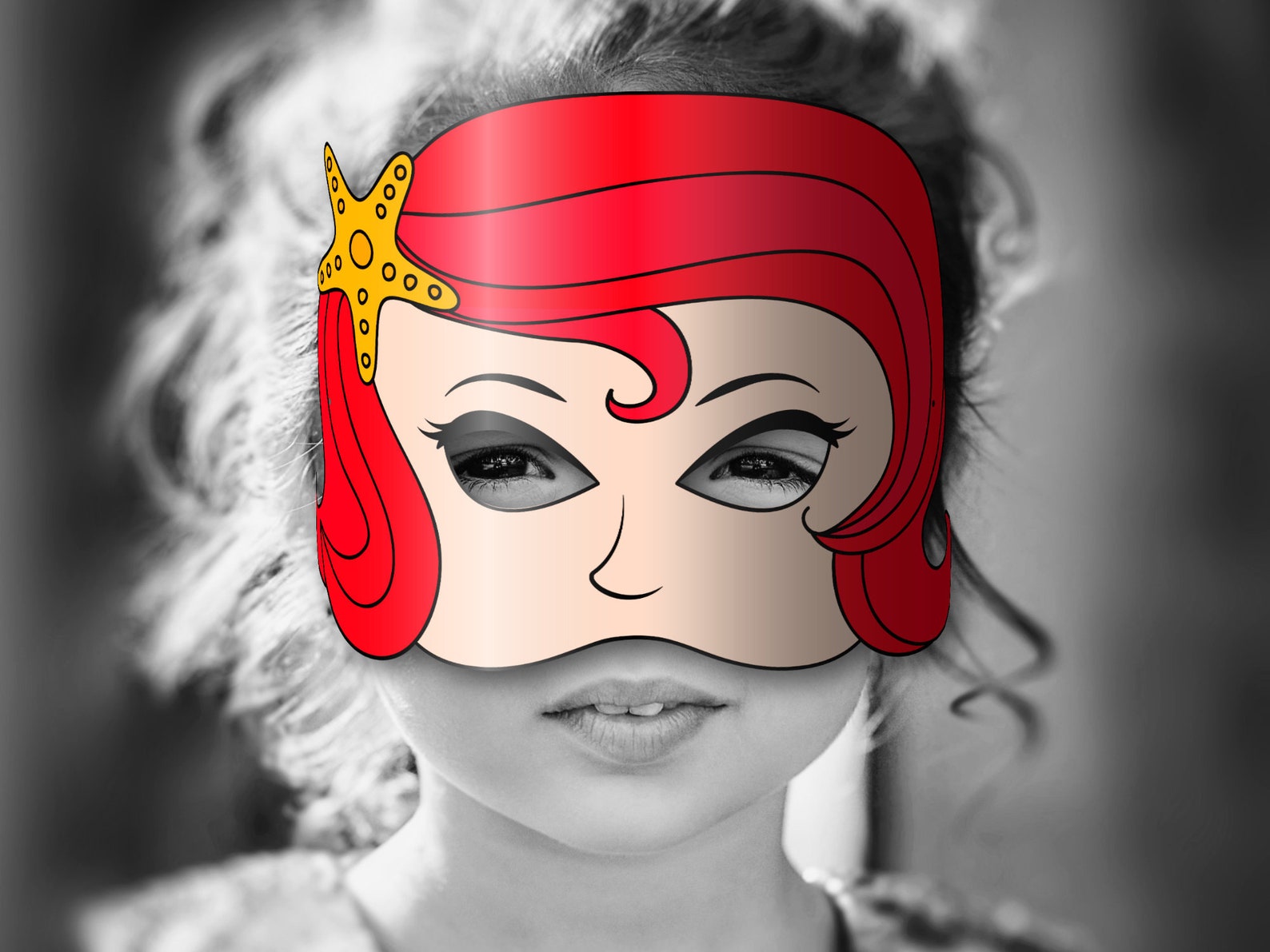 Little Mermaid Masks Printable Color Coloring Paper DIY for - Etsy