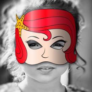 Little Mermaid Masks Printable Color Coloring Paper DIY for - Etsy
