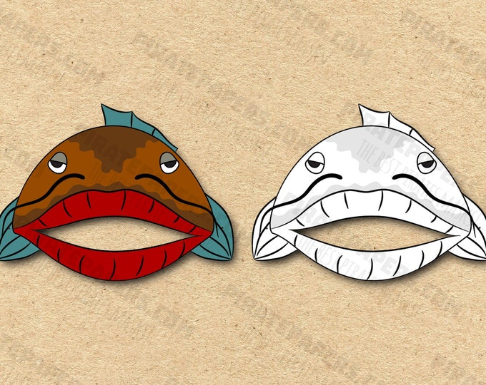 Catfish Mask, Printable Fish Mask, Printable Catfish Mask, Fisherman ...