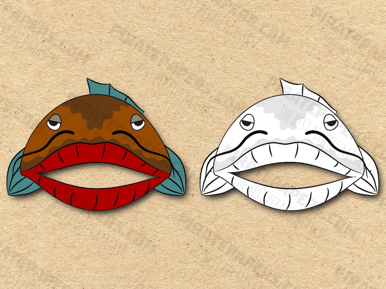 Catfish Masks Printable Color Coloring, Paper DIY for Kids and Adults ...