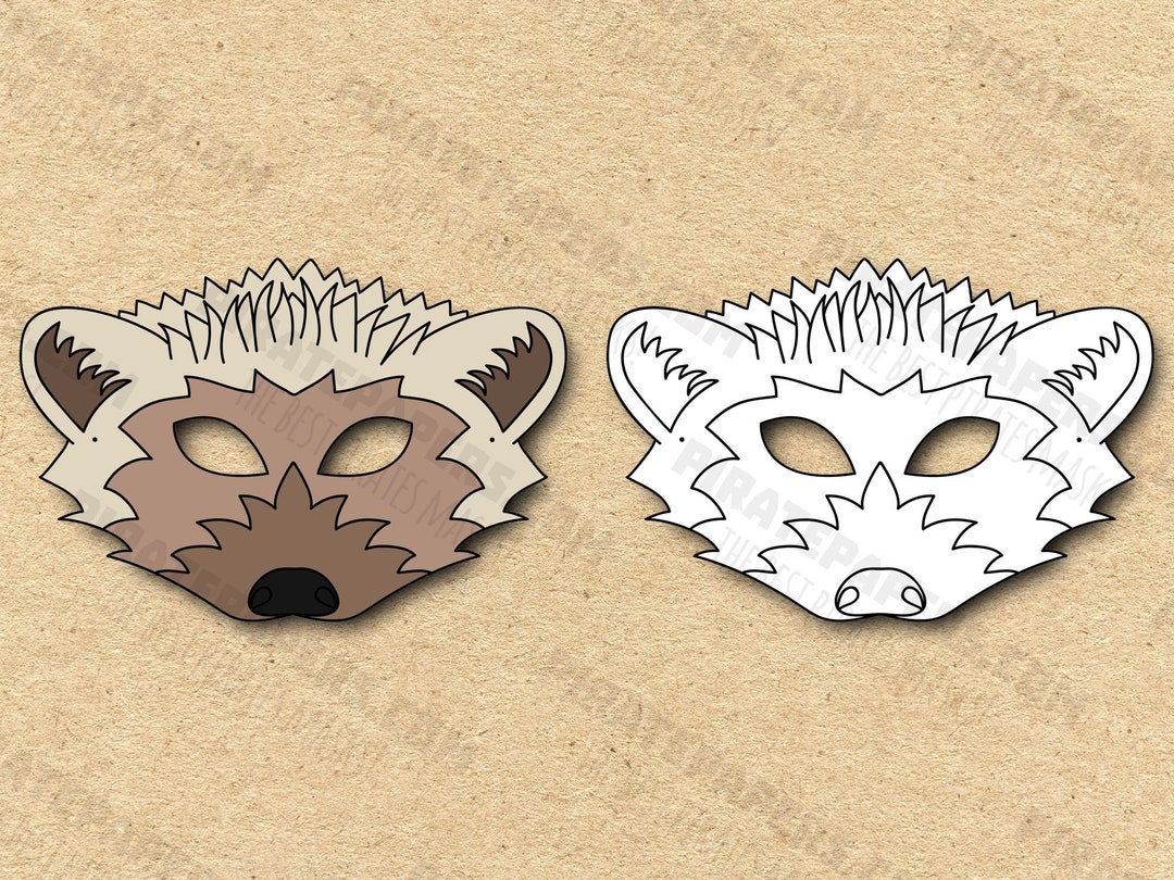 Hedgehog Masks Printable Color + Coloring, Paper DIY for Kids and ...