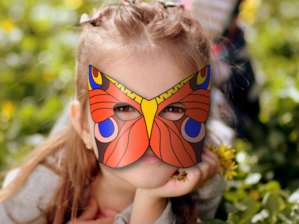 Butterfly Mask Printable Peacock, Paper DIY for Kids and Adults. PDF ...