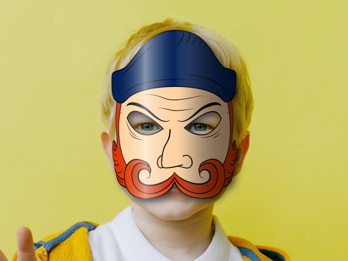 Pirate Henry Morgan Masks Printable Color Coloring, Paper DIY for Kids ...