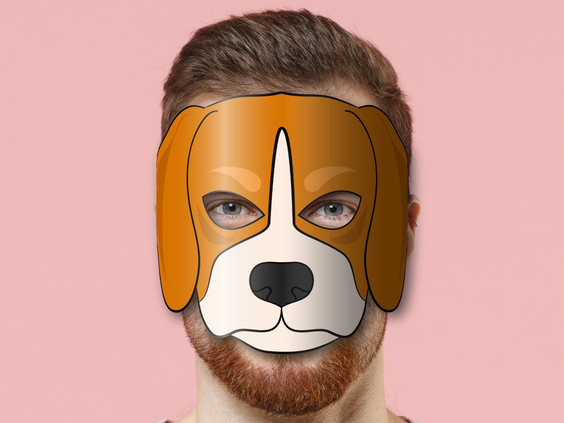 Dog Beagle Mask Printable Breed, Paper DIY for Kids and Adults. PDF ...