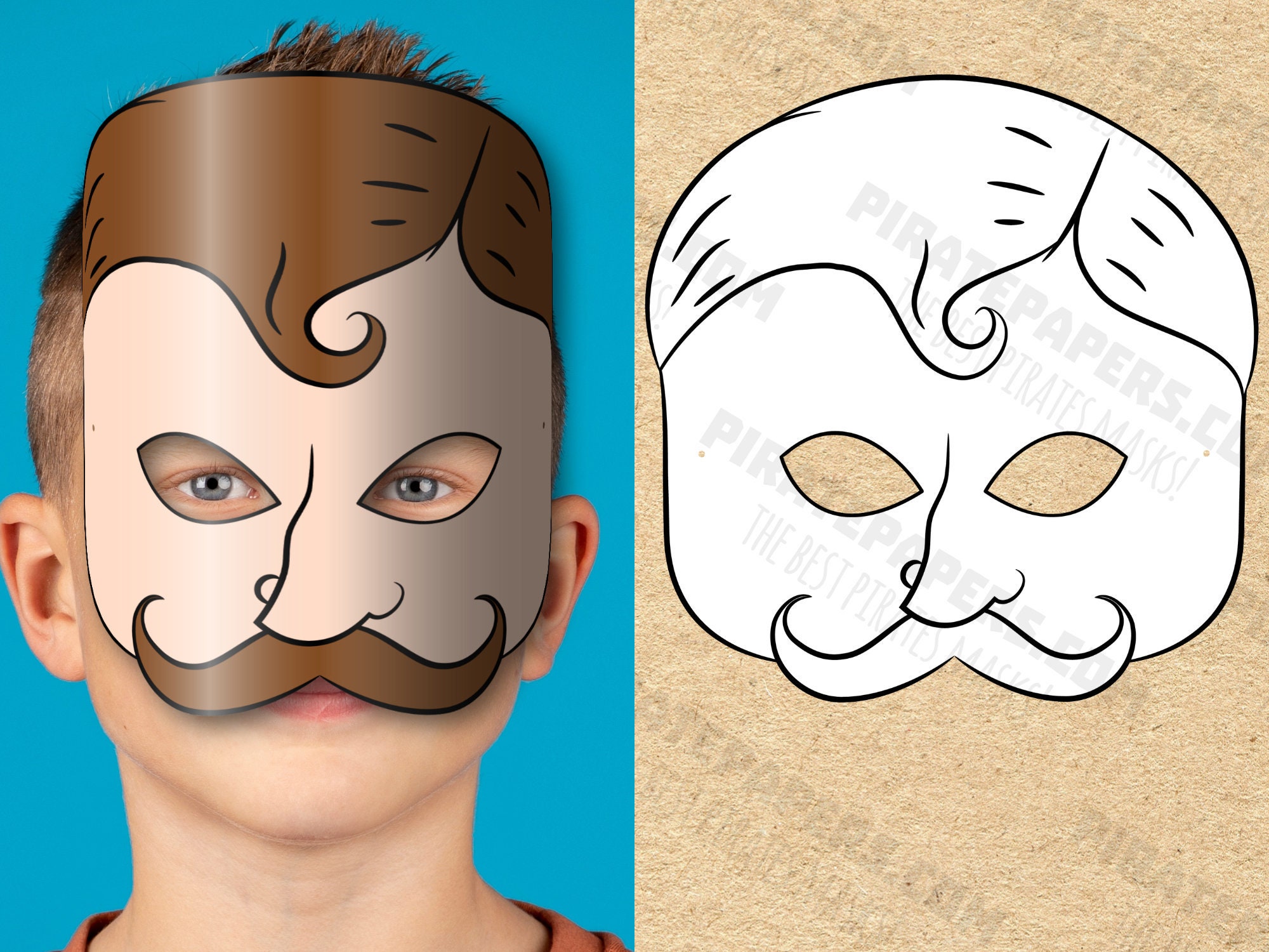 Сircus Athlete Masks Color Coloring Printable Paper DIY for - Etsy