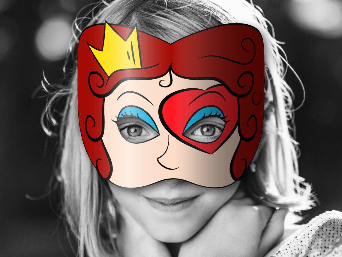 Queen of Hearts Mask Printable alice in Wonderland Paper - Etsy