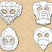 Rainforest Animals Masks Printable Coloring, Snake, Crocodile, Gorilla ...