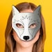 White Fox Mask Printable, Paper DIY for Kids and Adults. PDF Template ...