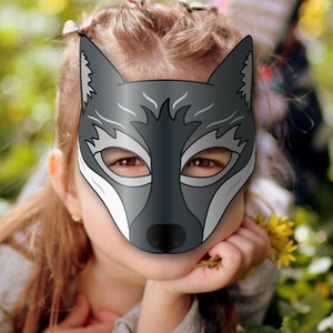 Gray Fox Mask Printable, Paper DIY for Kids and Adults. PDF Template ...