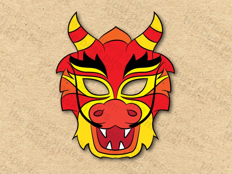 Chinese Dragon Mask Printable Paper DIY for Kids and Adults. - Etsy UK